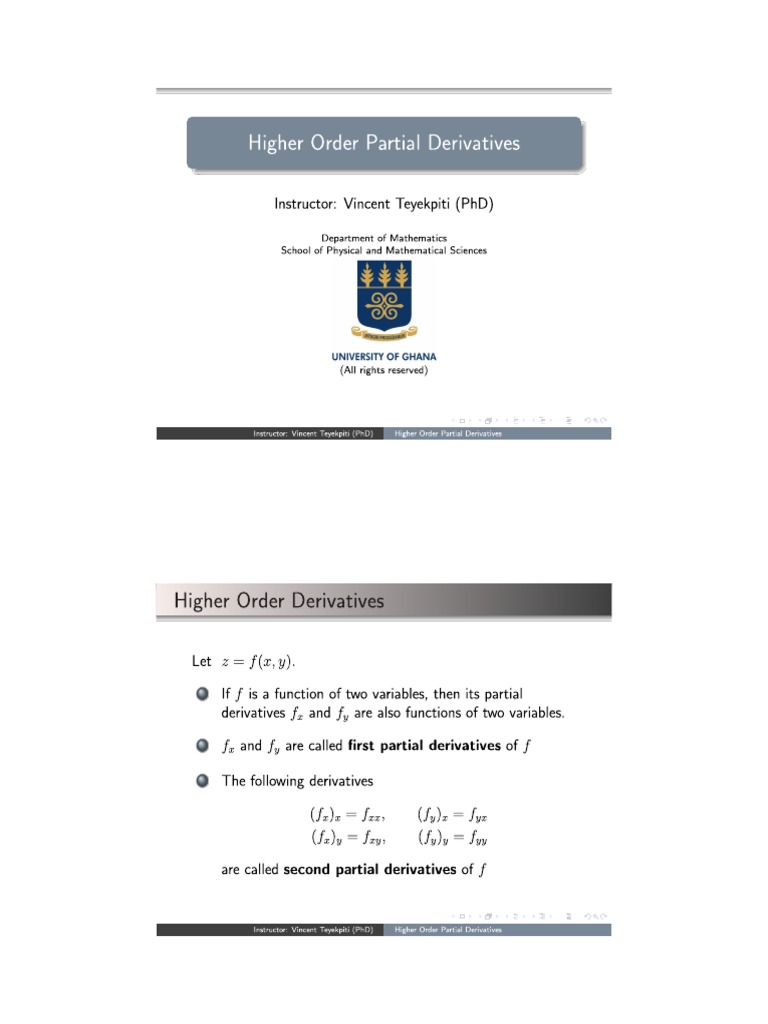 Higher Order Partial Derivatives | PDF Higher Order Partial Derivatives | PDF