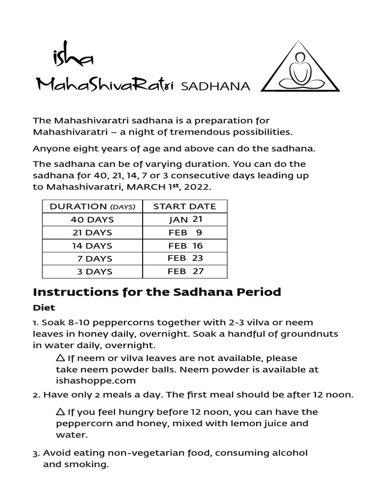 MSR 2022 Sadhana Sheet | PDF