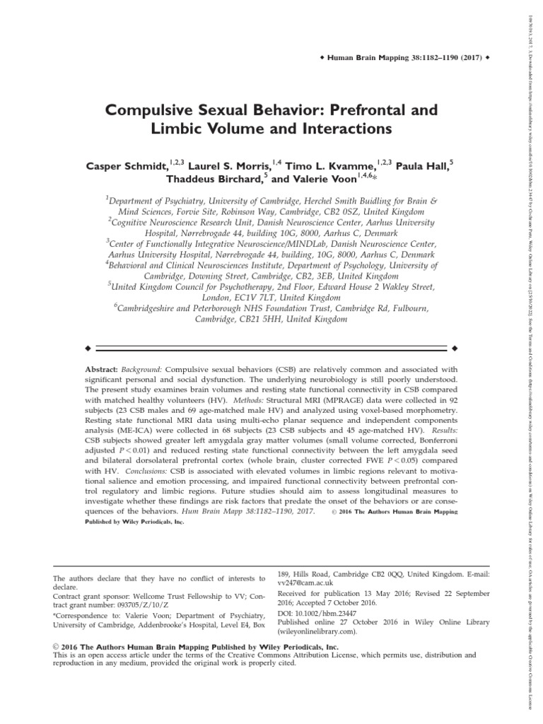 Compulsive Sexual Behavior Prefrontal and Limbic Volumen 2017 Amigdala | PDF | Dorsolateral ...
