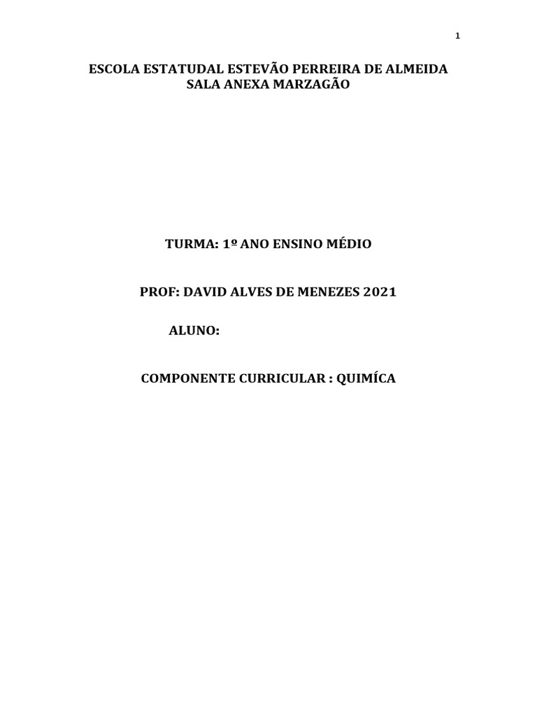 1º Ano Quimica Pdf Estequiometria Química
