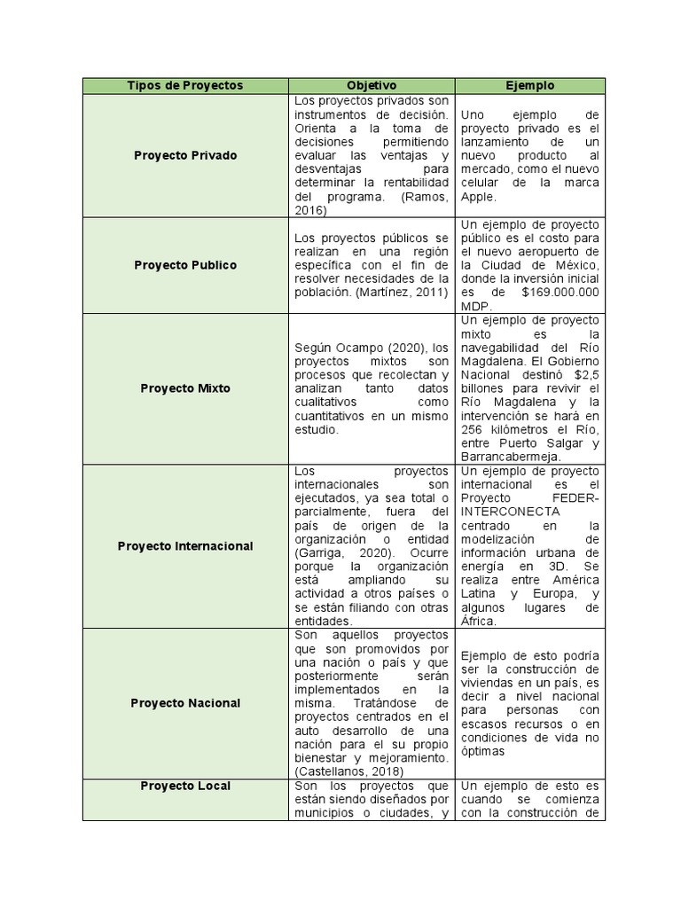 Tipos de Proyectos | PDF | Evaluación