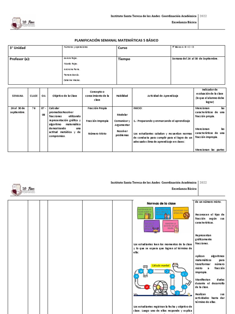 Planificación Quinto Básico | PDF | Educación primaria | Aprendizaje