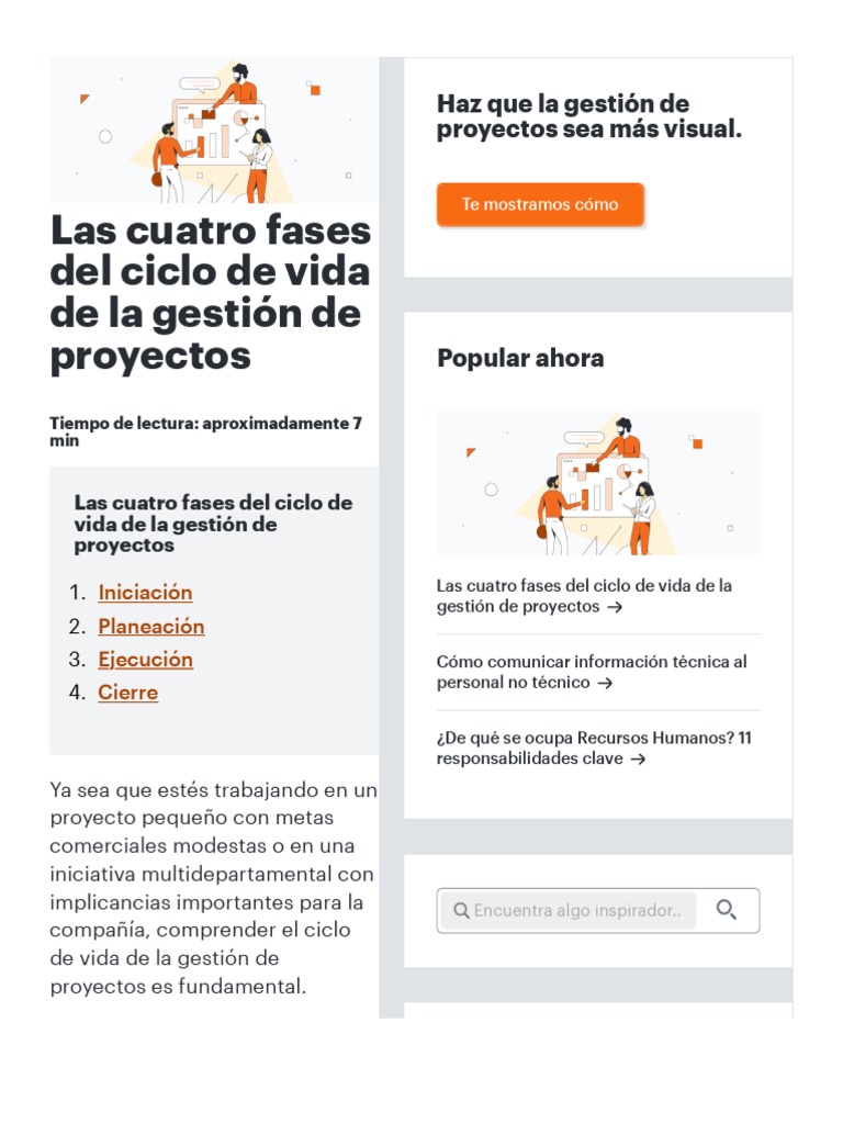Fases Del Ciclo De Vida De La Gestión De Proyectos Lucidchart Pdf