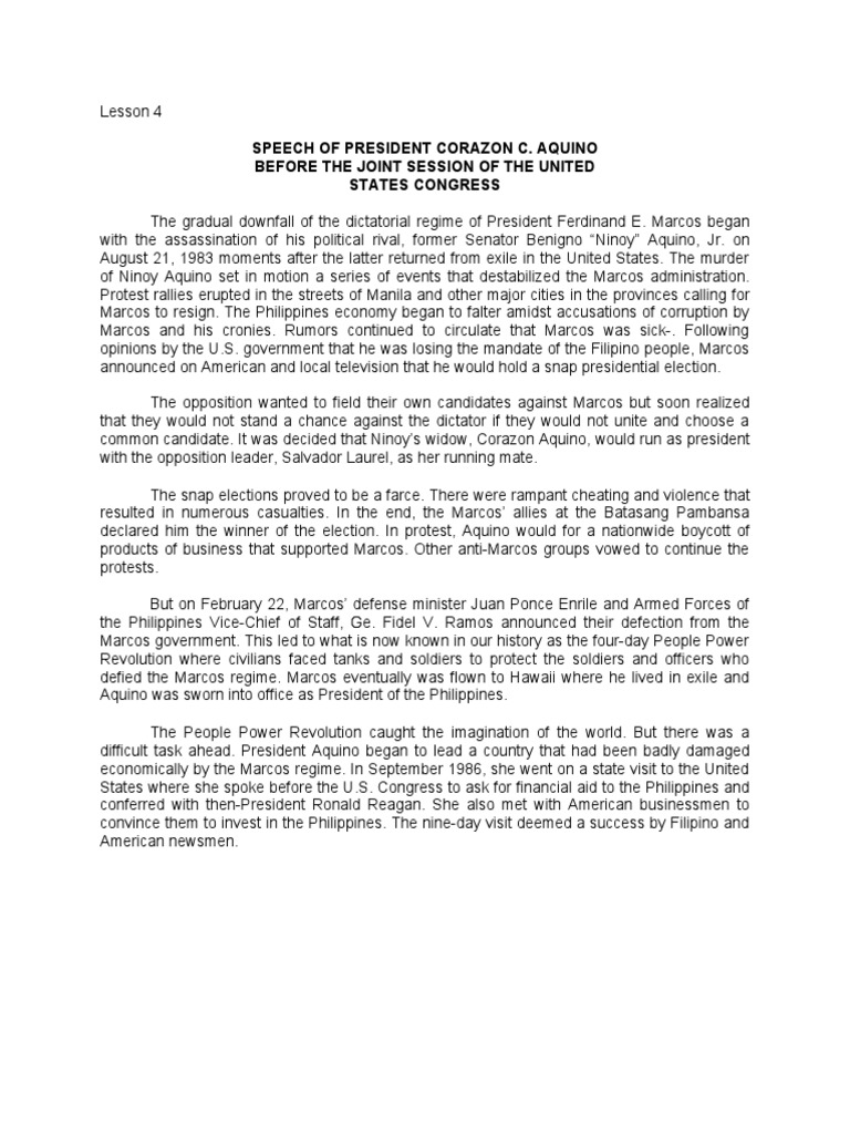Phil Hist Module 2 Lesson 4 | PDF | Corazon Aquino | Philippines