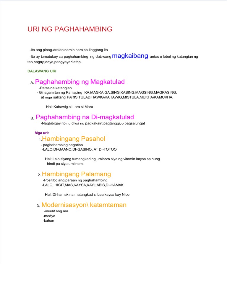Dokumen - Tips - Uri NG Paghahambing | PDF