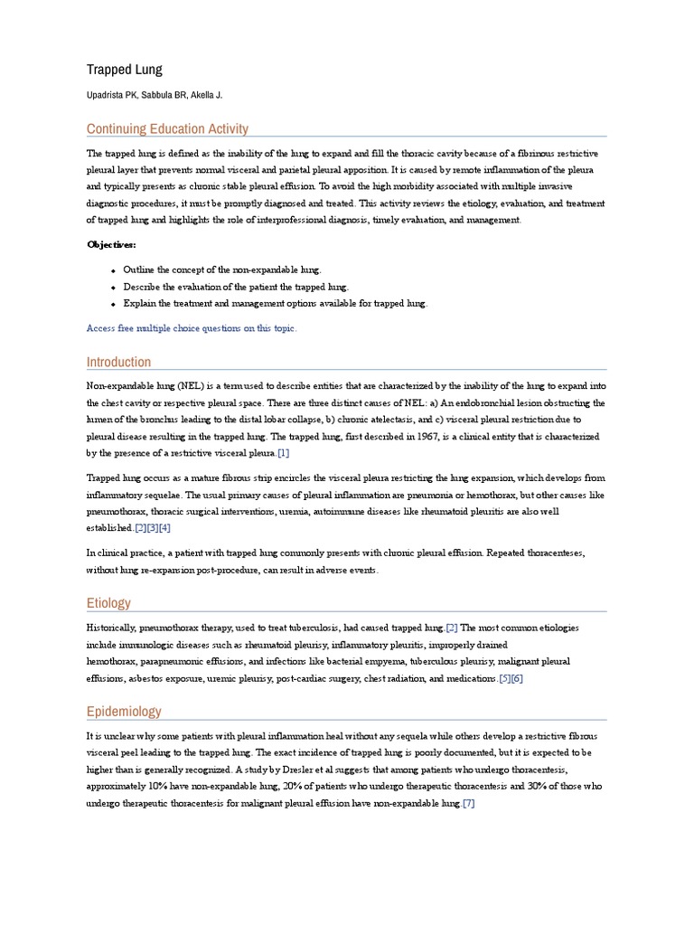 Trapped Lung - StatPearls - NCBI Bookshelf | PDF | Lung Cancer | Lung