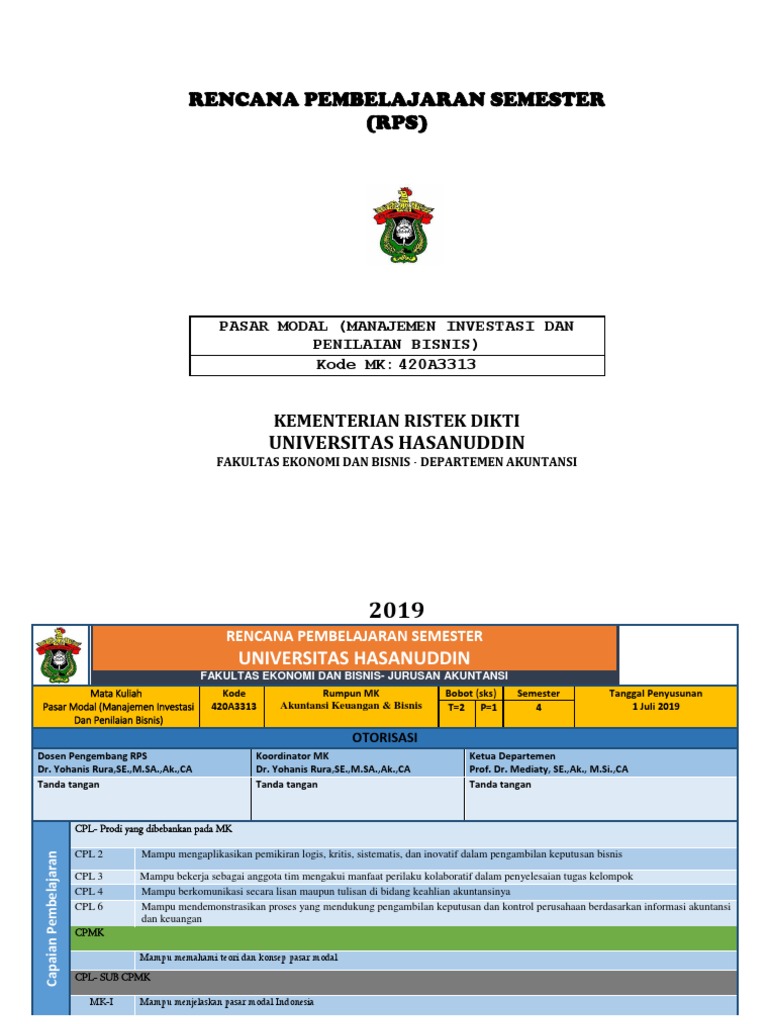 20 RPS Pasar-Modal-Manaj-Investasi-dan-Penilaian-Bisnis 35168 0 | PDF