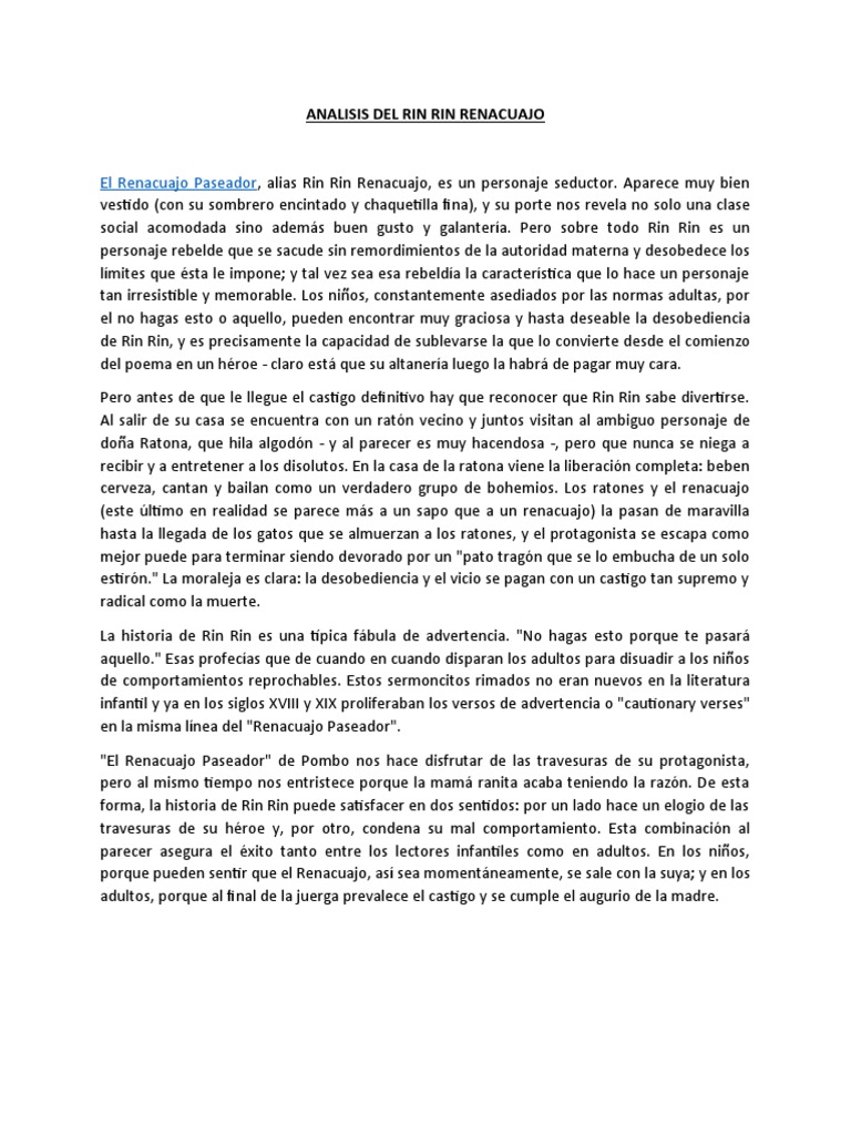 Analisis Del Rin Rin Renacuajo | PDF