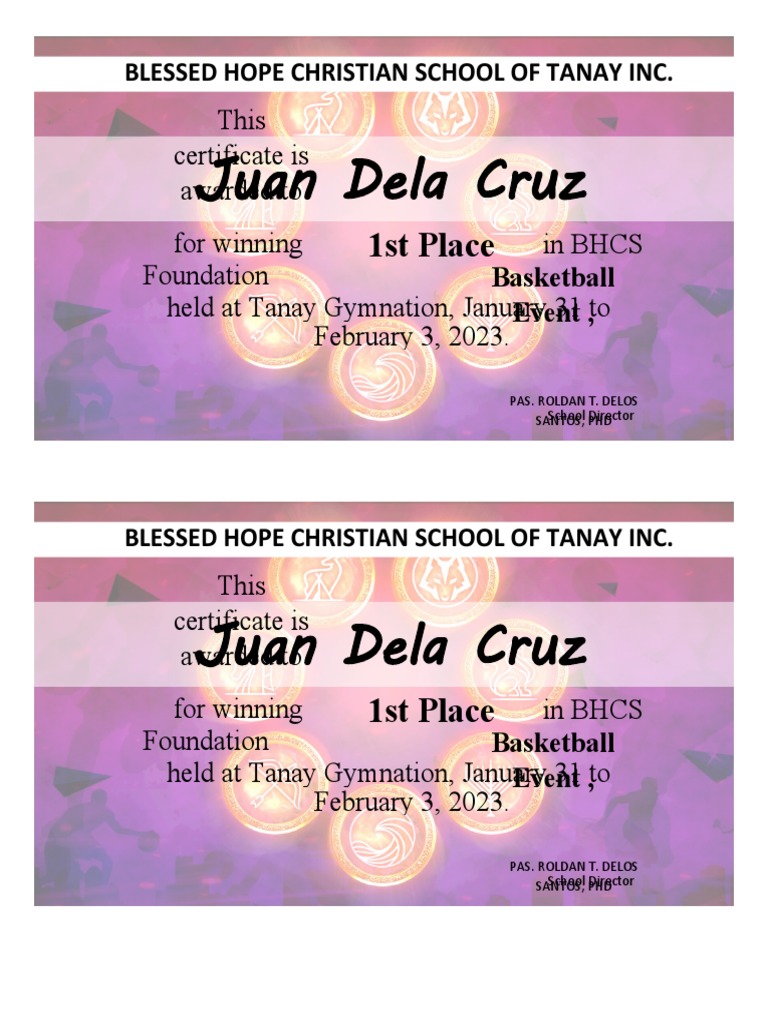 Sportsfest Cert Template | PDF