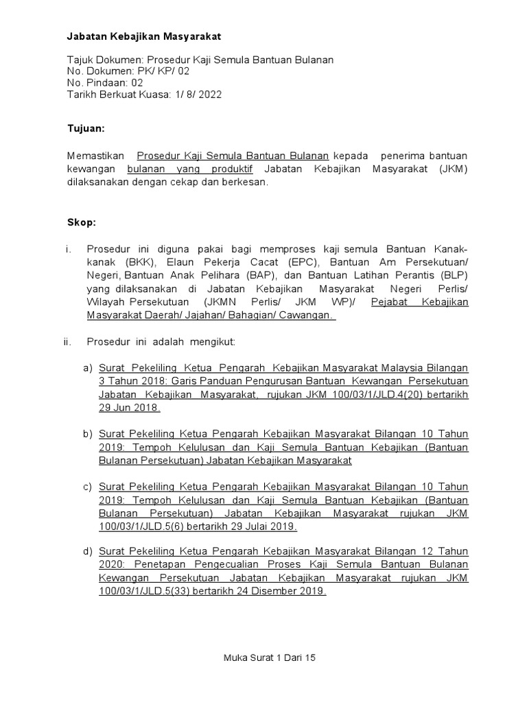 2a. PK KP 02 Kaji Semula Bantuan Bulanan 2 Edit 11.7.2022 | PDF