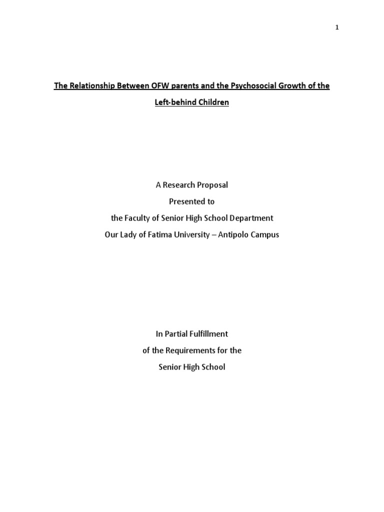 OFW Parents and Left-Behind Children's Growth | PDF | Developmental ...