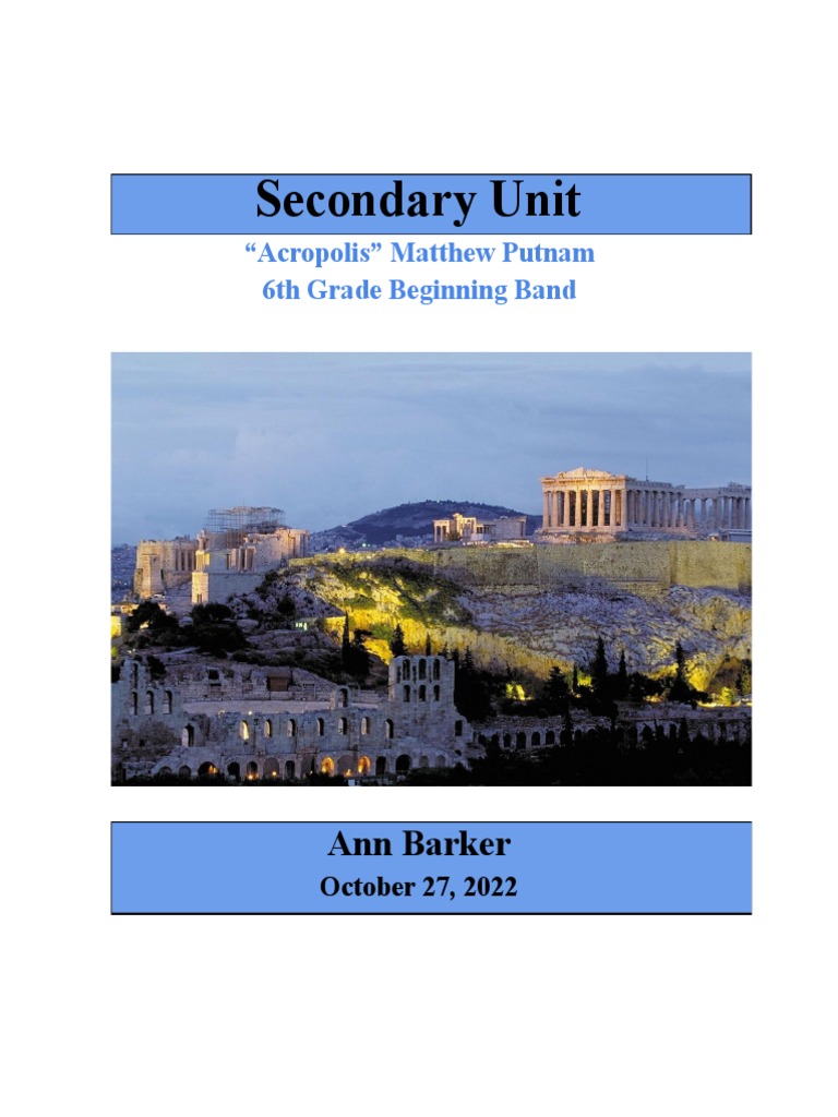 Secondary Unit | PDF | Teachers | Musical Compositions