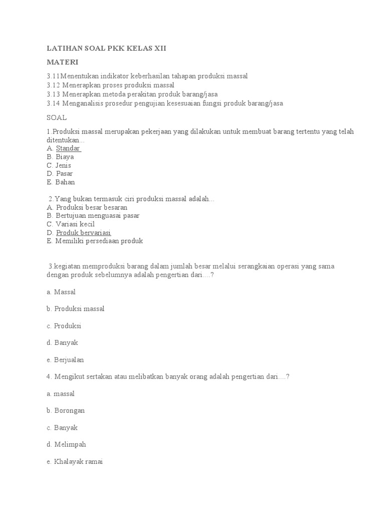 LATIHAN Soal PKK | PDF | Bisnis