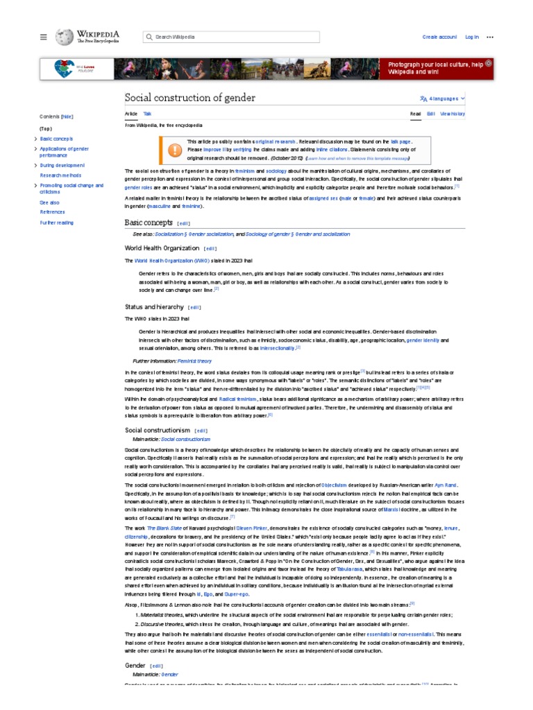 En Wikipedia Org Wiki Social Construction of Gender | PDF | Gender ...