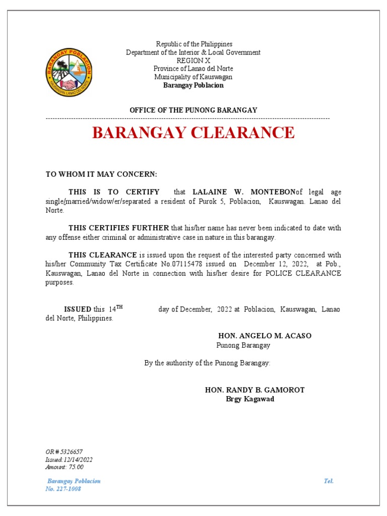 Barangay Clearance 2022 | PDF | Justice | Crime & Violence