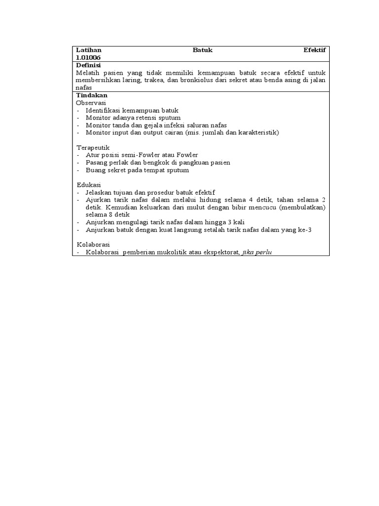 Latihan Batuk Efektif | PDF