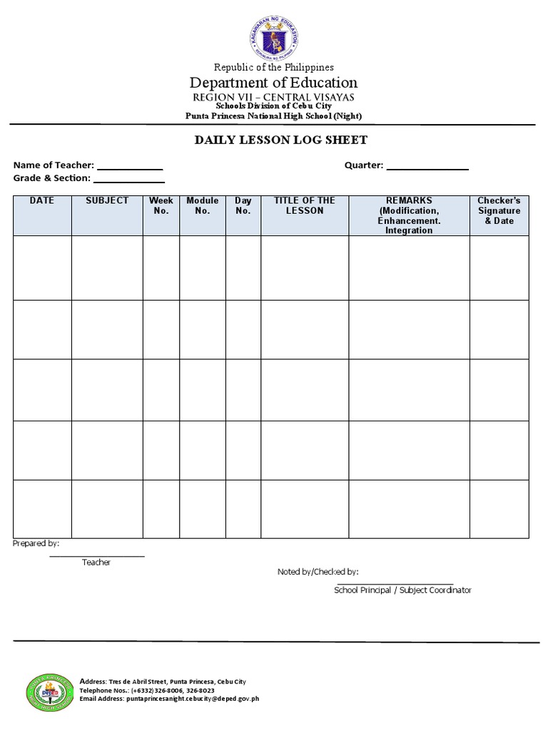Daily Lesson Log | PDF