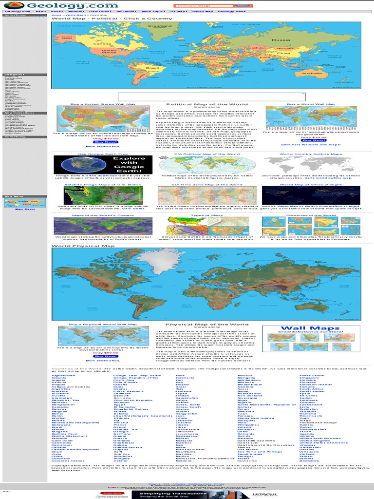 World Map A Clickable Map of World Countries - ) | PDF | Map | Geology