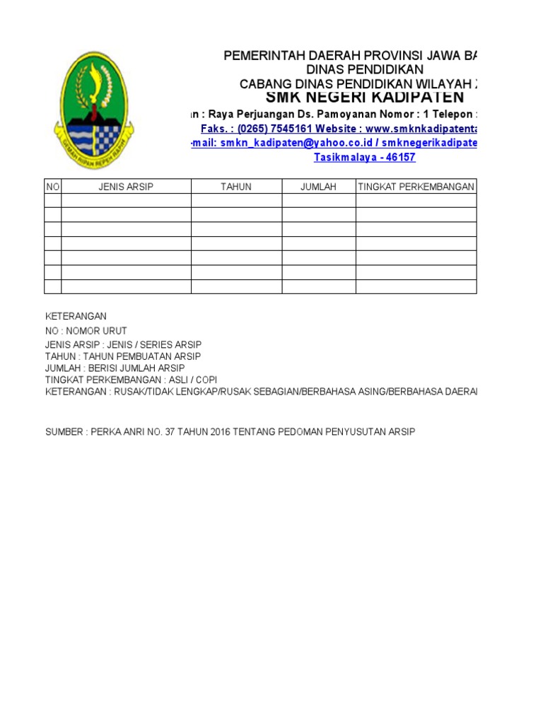 Format Daftar Arsip Usul Musnah | PDF