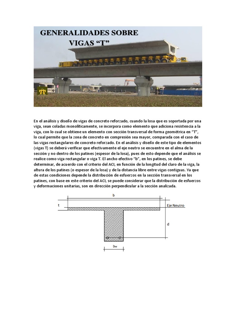Generalidades Sobre Vigas T | PDF | Viga (Estructura) | Hormigón