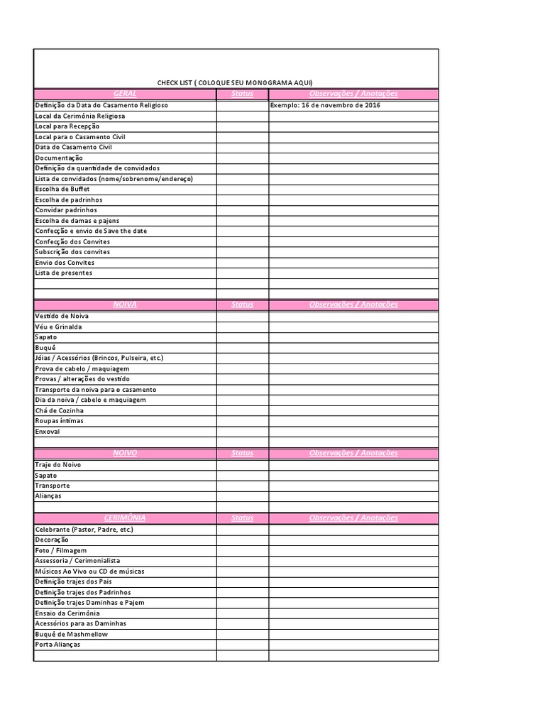 CheckList de Casamento | PDF