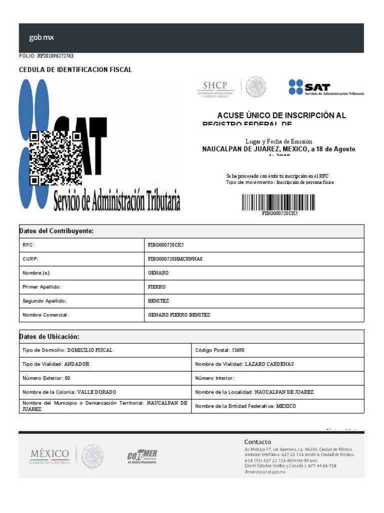 Formato RFC | Descargar gratis PDF | México | Privacidad de la información