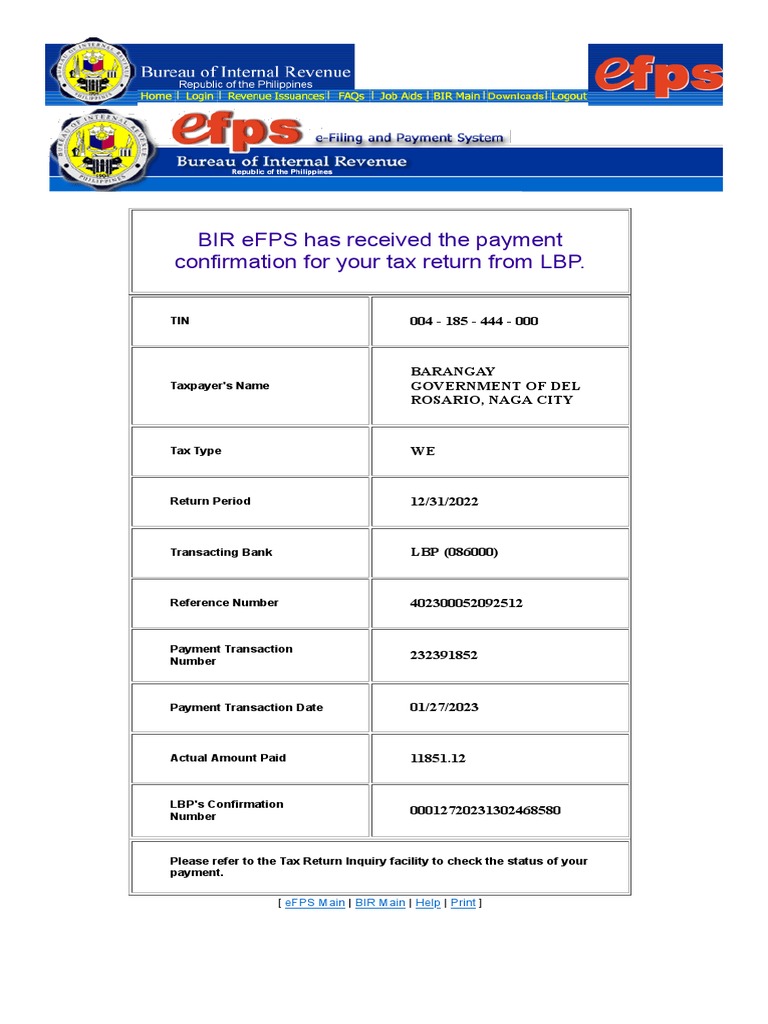 EFPS Home - EFiling and Payment System | PDF