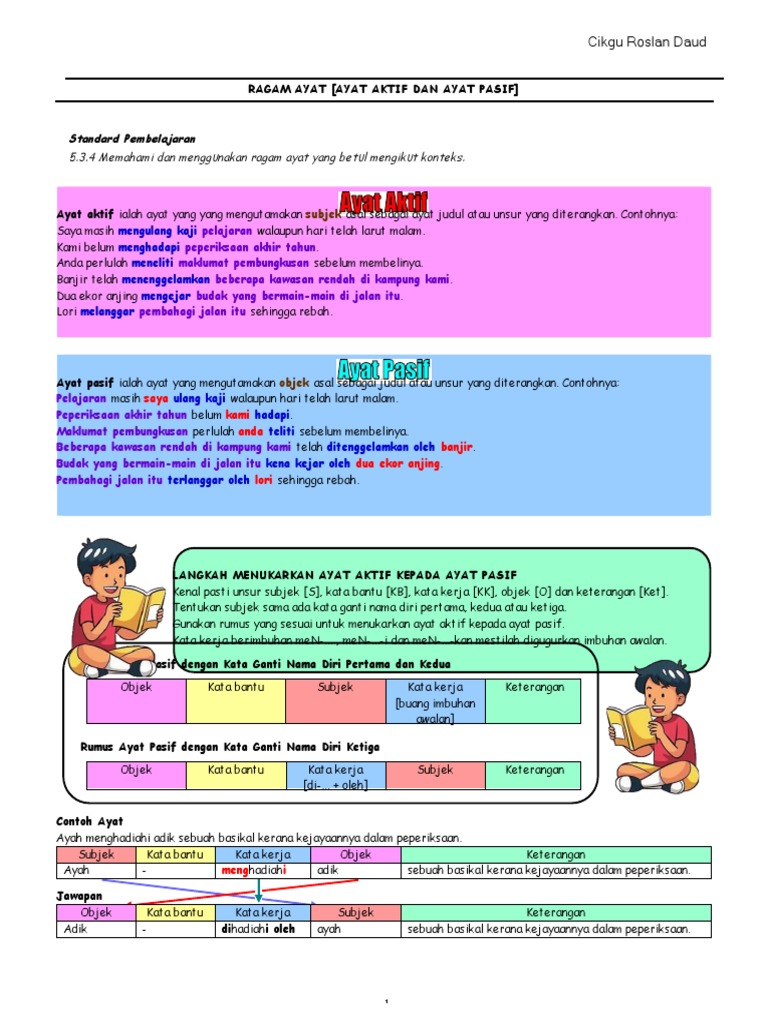 TATABAHASA Ragam Ayat (Ayat Aktif & Ayat Pasif) | PDF