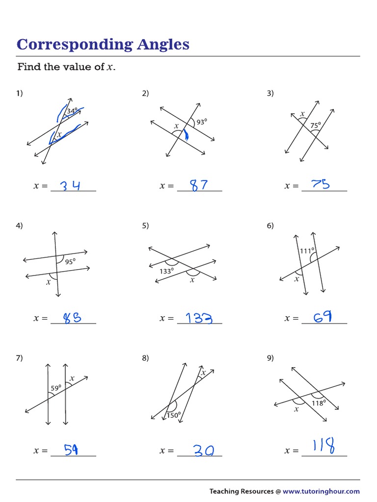Corresponding Angles | PDF