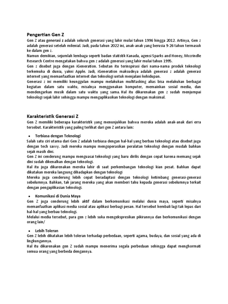 Pengertian Gen Z | PDF