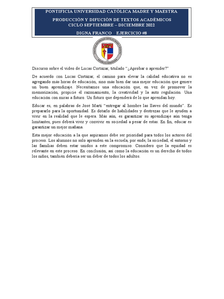 Mejorar la educación: aprender vs. aprobar | PDF