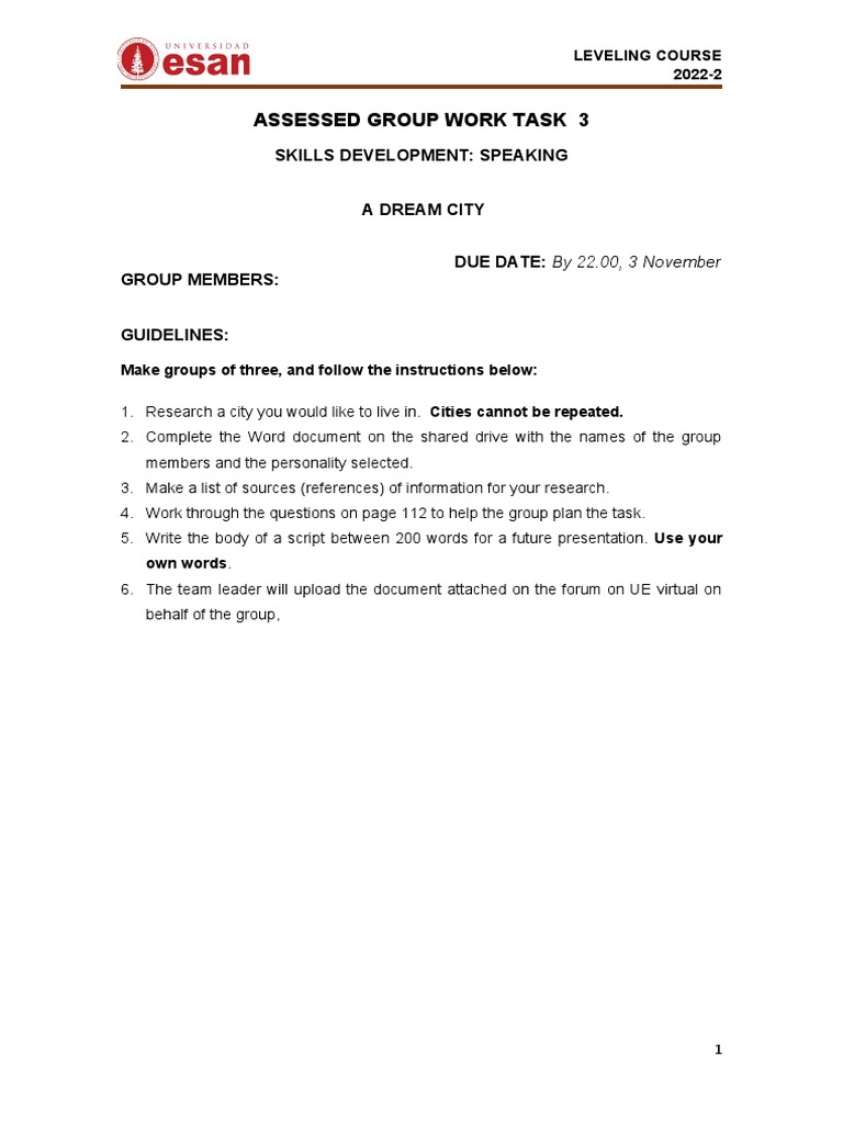Af LC 3 Assessed Group Work Task 5 | PDF