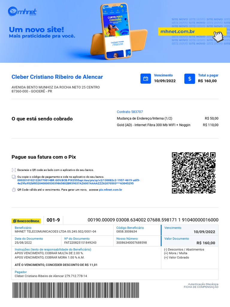 Fatura Mhnet Telecom | PDF | Informática | Ciência da Computação