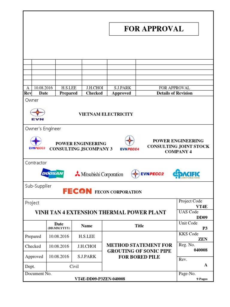 VT4E-MS For Grouting of Sonic Pipe For Bored Pile | PDF | Personal Protective Equipment | Pipe ...