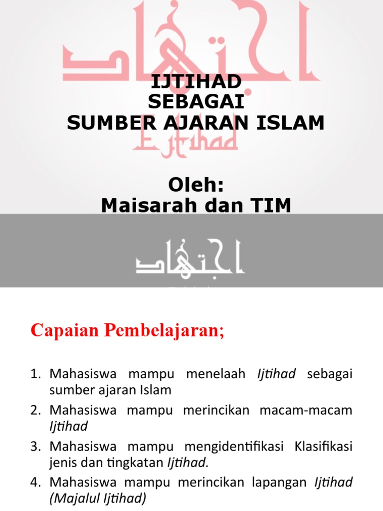 PPT Ijtihad Sebagai Sumber Ajaran Islam | PDF