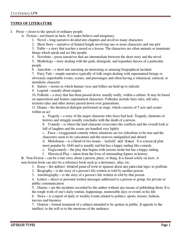 A Comprehensive Guide to Literary Types: Prose, Poetry, and Dramatic ...