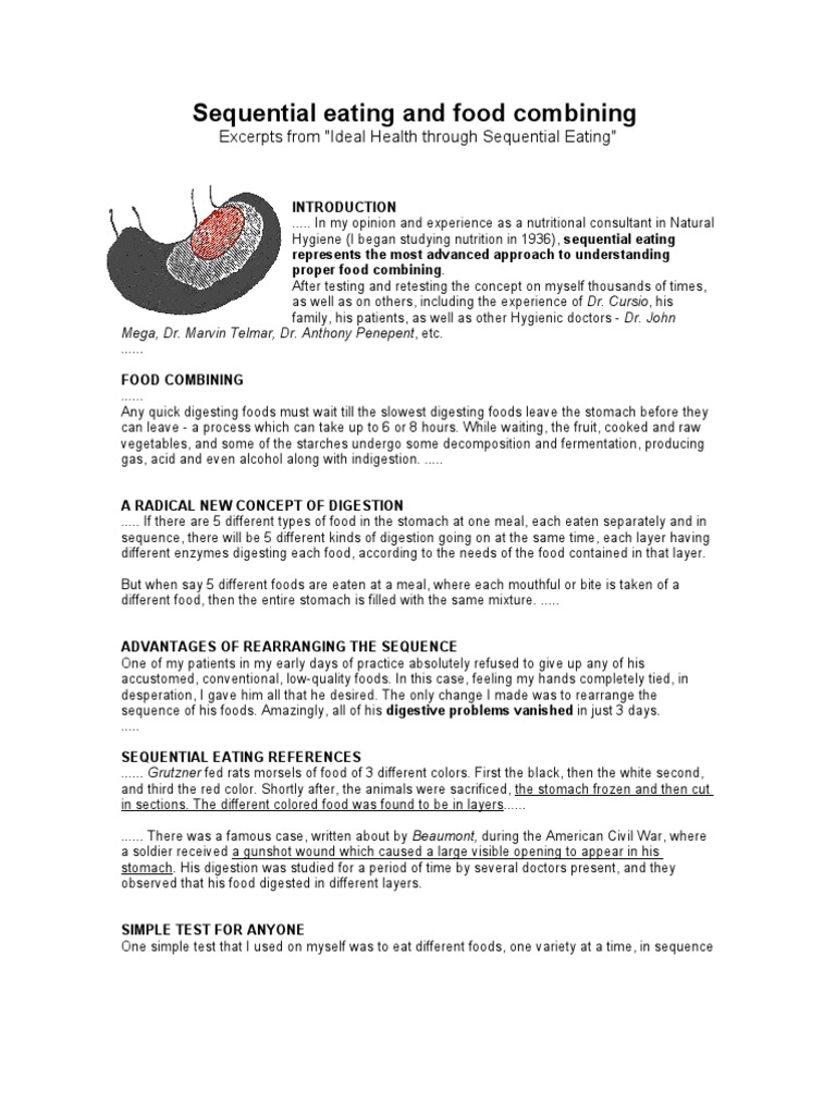 Sequential Eating and Food Combining | PDF | Vegetables | Eating
