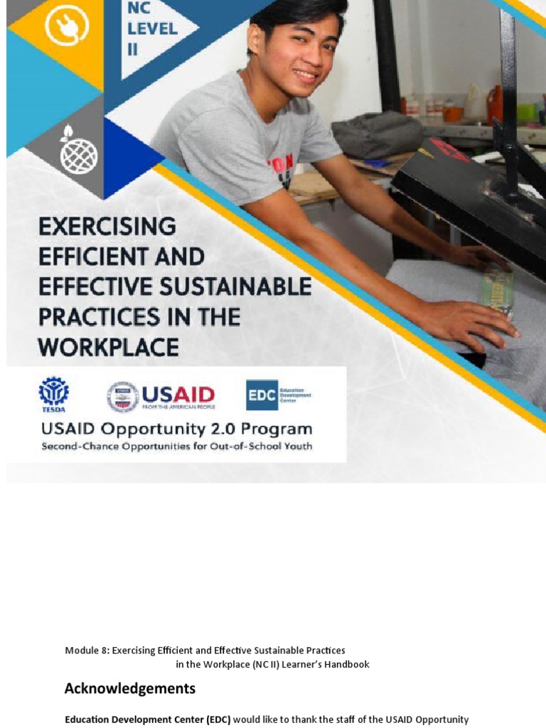 Module 8 - NC II - Exercising Efficient and Effective Sustainable ... Module 8 - NC II - Exercising Efficient and Effective Sustainable ...
