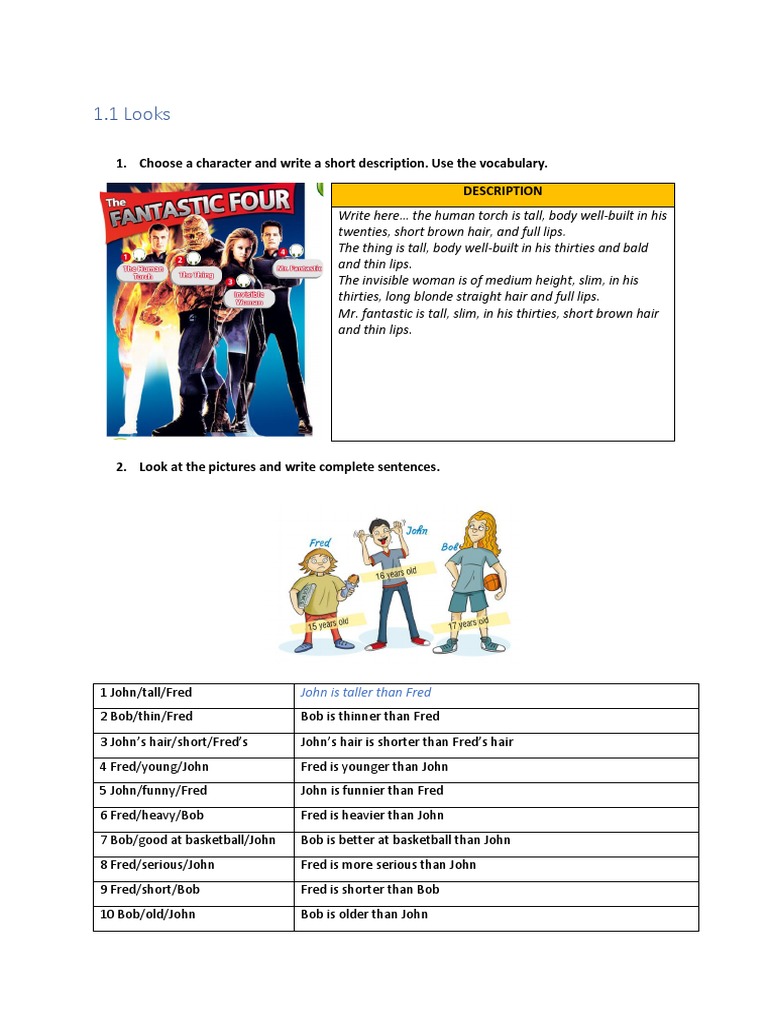 Comparing Characters and Family Members in Comics | PDF