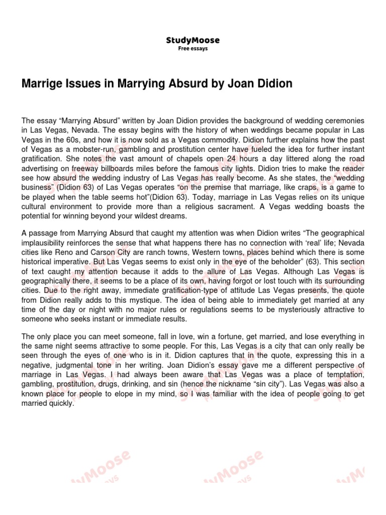 Didion's Critique of Vegas Weddings | PDF