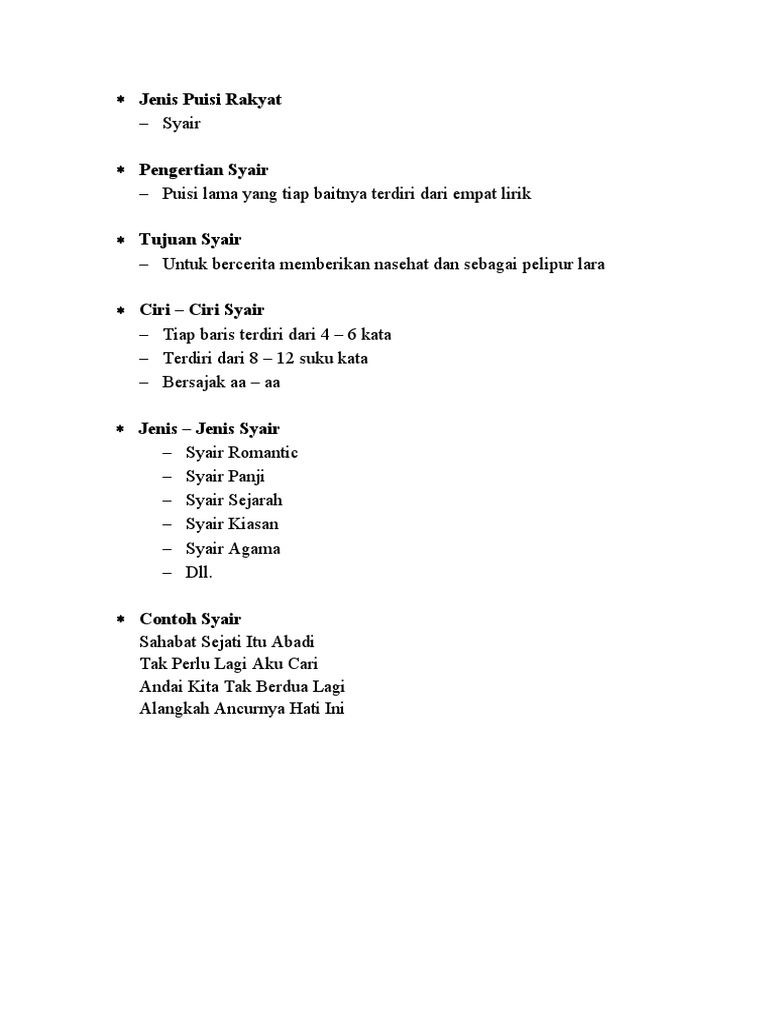 Jenis Puisi Rakyat | PDF