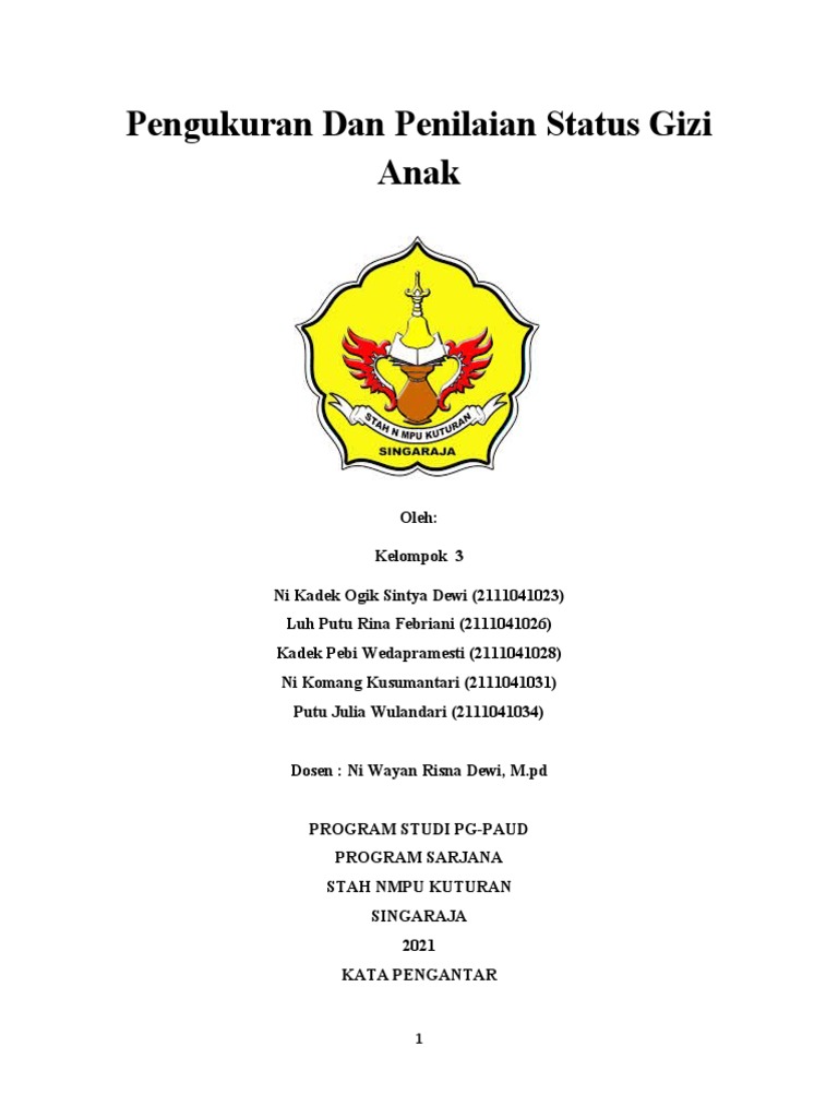 Pengukuran Dan Penilaian Status Gizi Anak | PDF