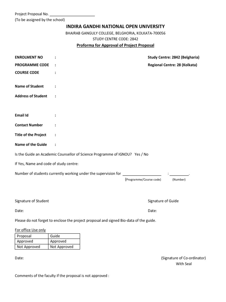 Indira Gandhi National Open University: Proforma For Approval of ...