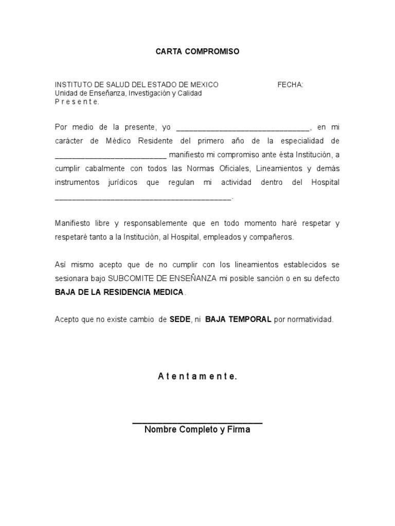 Formato 2 Carta Compromiso | PDF