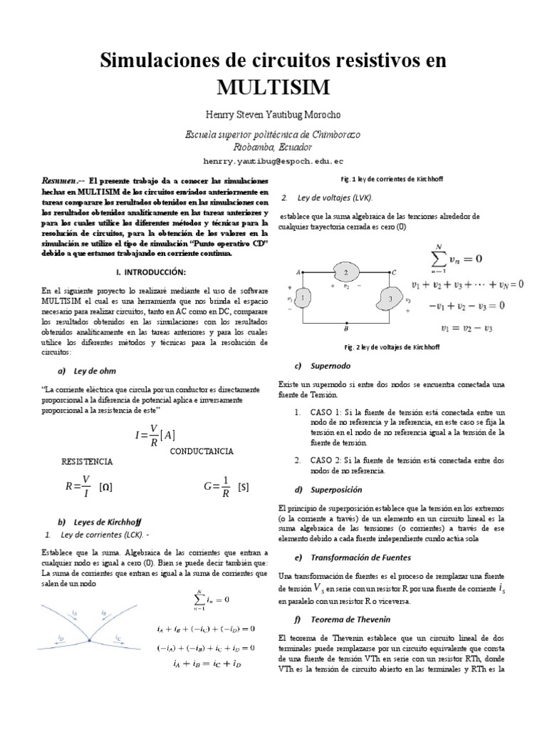 Informe de Simulación Multisim | PDF | voltaje | Ingenieria Eléctrica