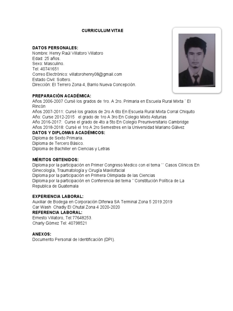 Curriculum Vitae de Henry Villatoro | PDF