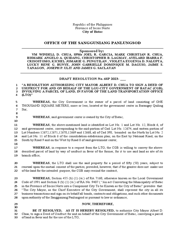 Draft Res. Deed of Usufruct | PDF | Natural Resources Law | Government