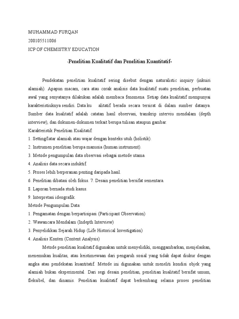MUHAMMAD FURQAN - Penelitian Kuantitatif Dan Kualitatif | PDF