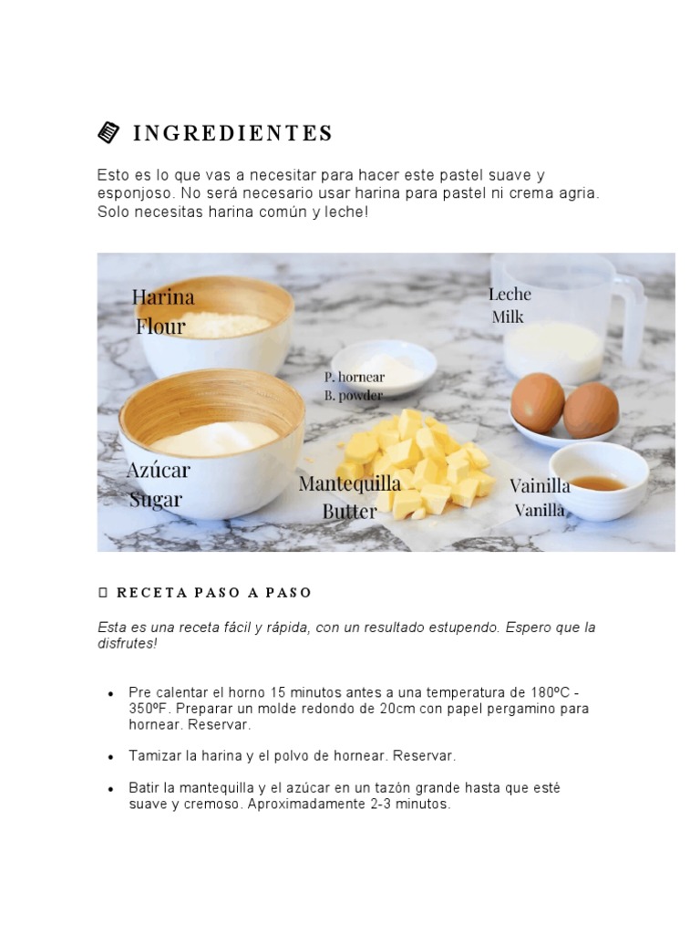 Receta de Pastel | PDF