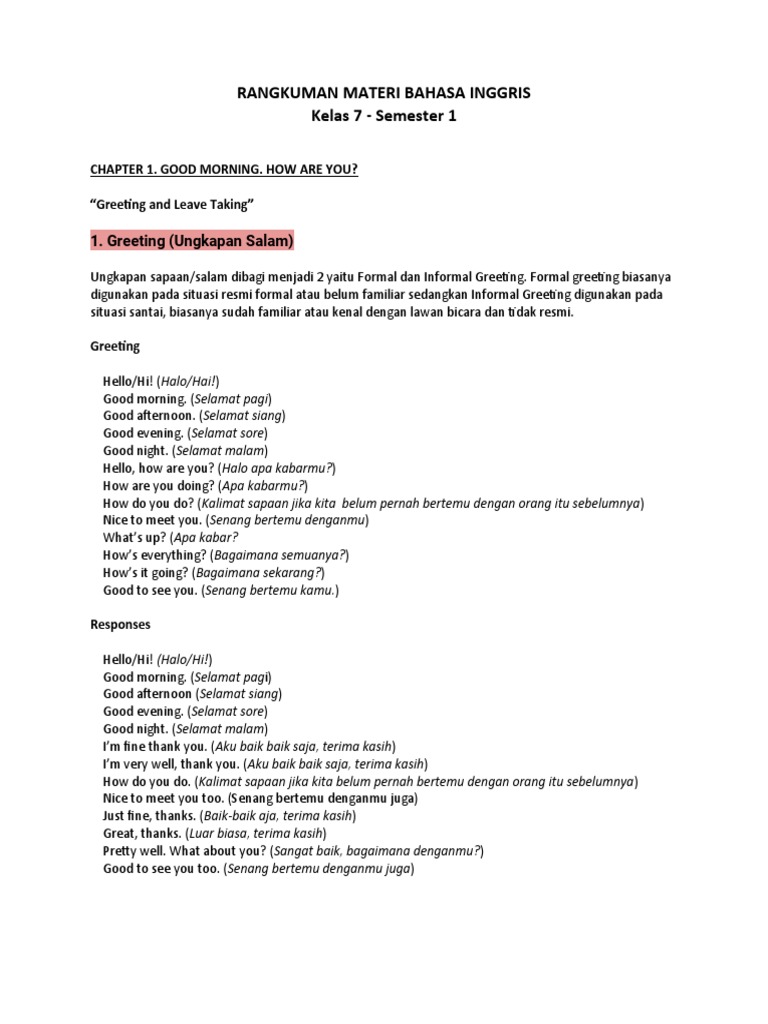 Chapter 1. Greeting | PDF